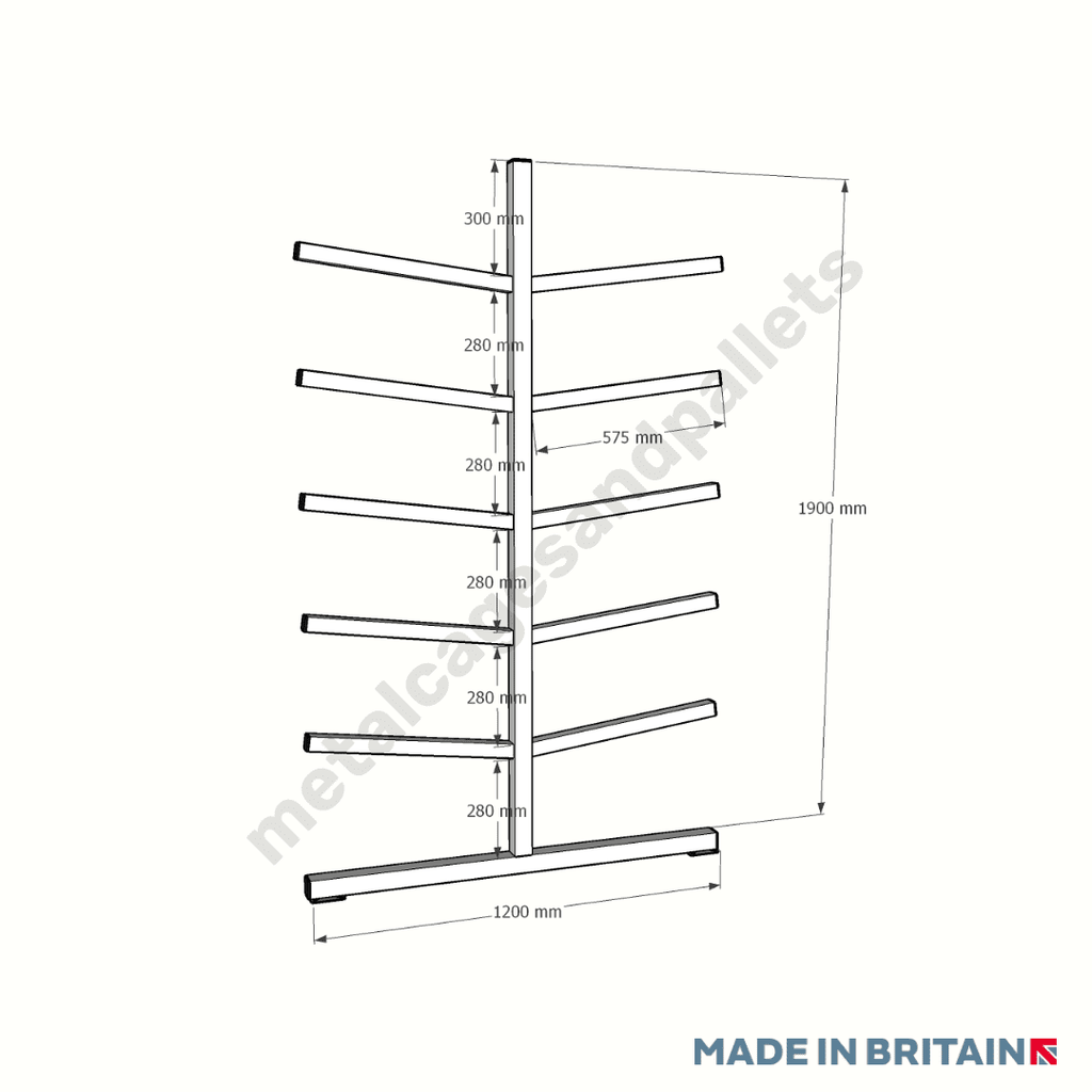 5 Metre Double Sided Pipe Storage Rack - Heavy Duty