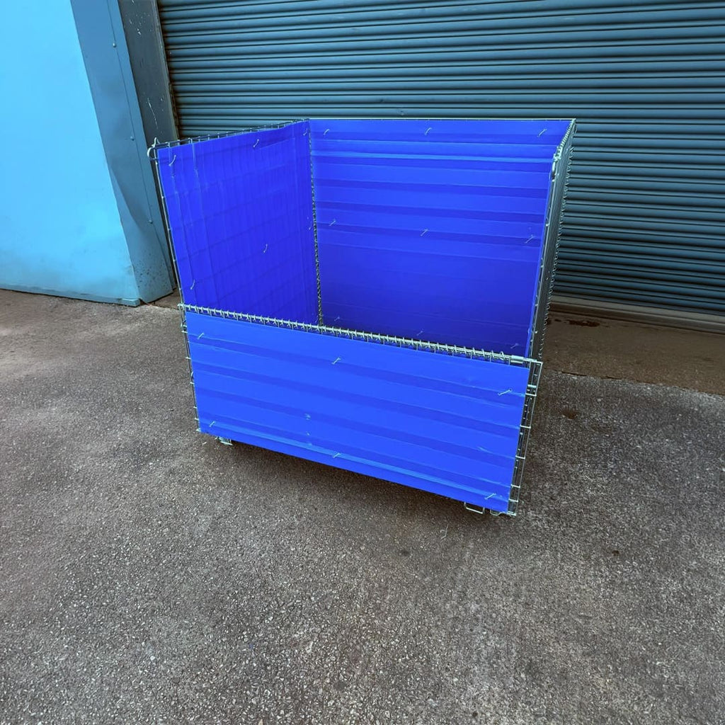 Collapsible Pallet Cage - Plastic Sheet Lined Wire Mesh, 500KG Capacit
