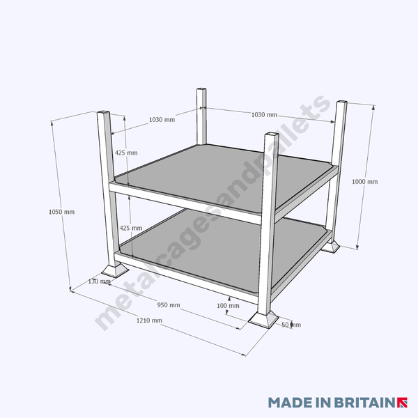2 Tier Stacking Metal Post Pallet. Up to 890h x 1200w x 1200d £250