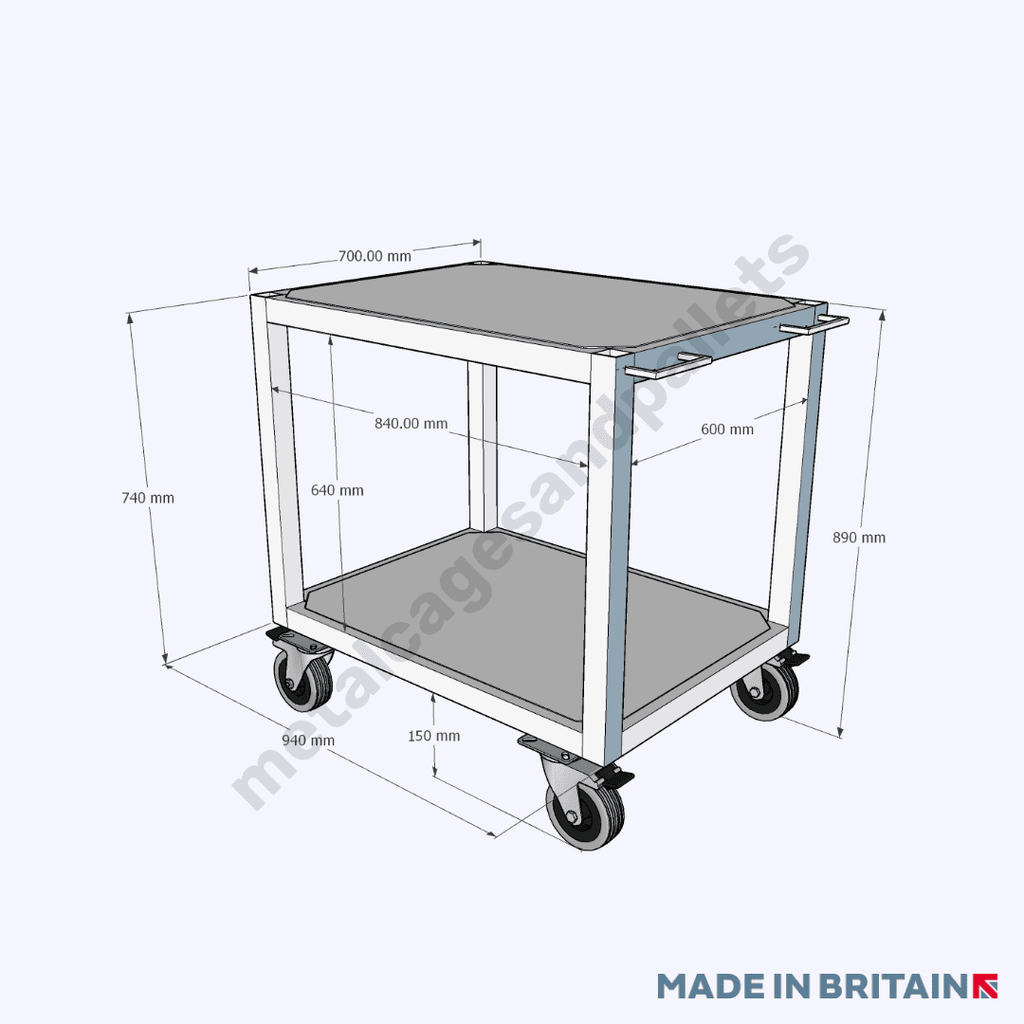 Industrial 2 Tier Table Trolley With 750-1000KG SWL £345
