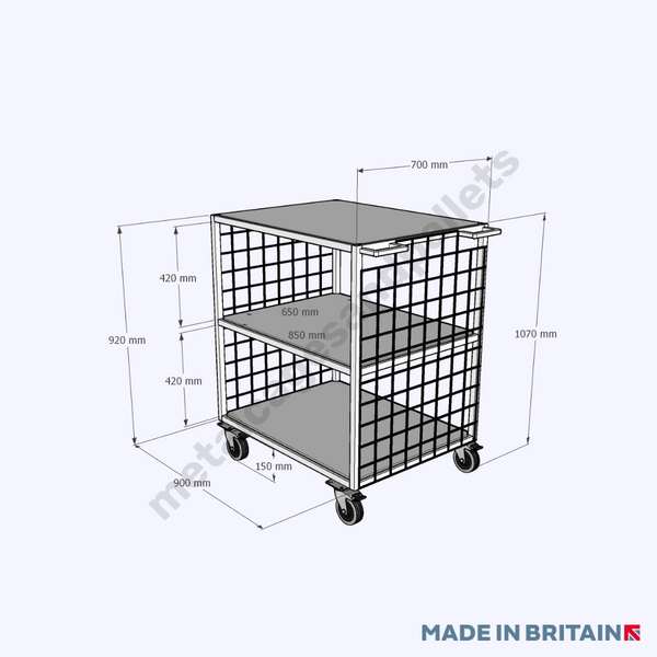 Heavy Duty Industrial Table/Shelf Trolley (Mesh Sides) £310