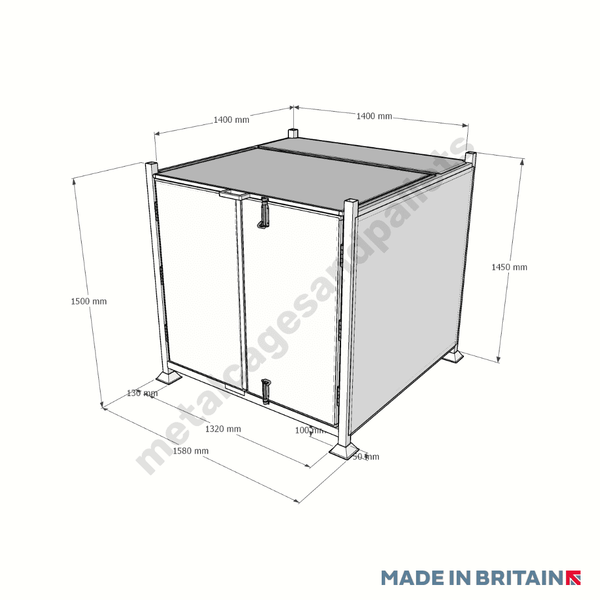 Large Lockable Box For Euro Pallet & Loads - 1500mm³