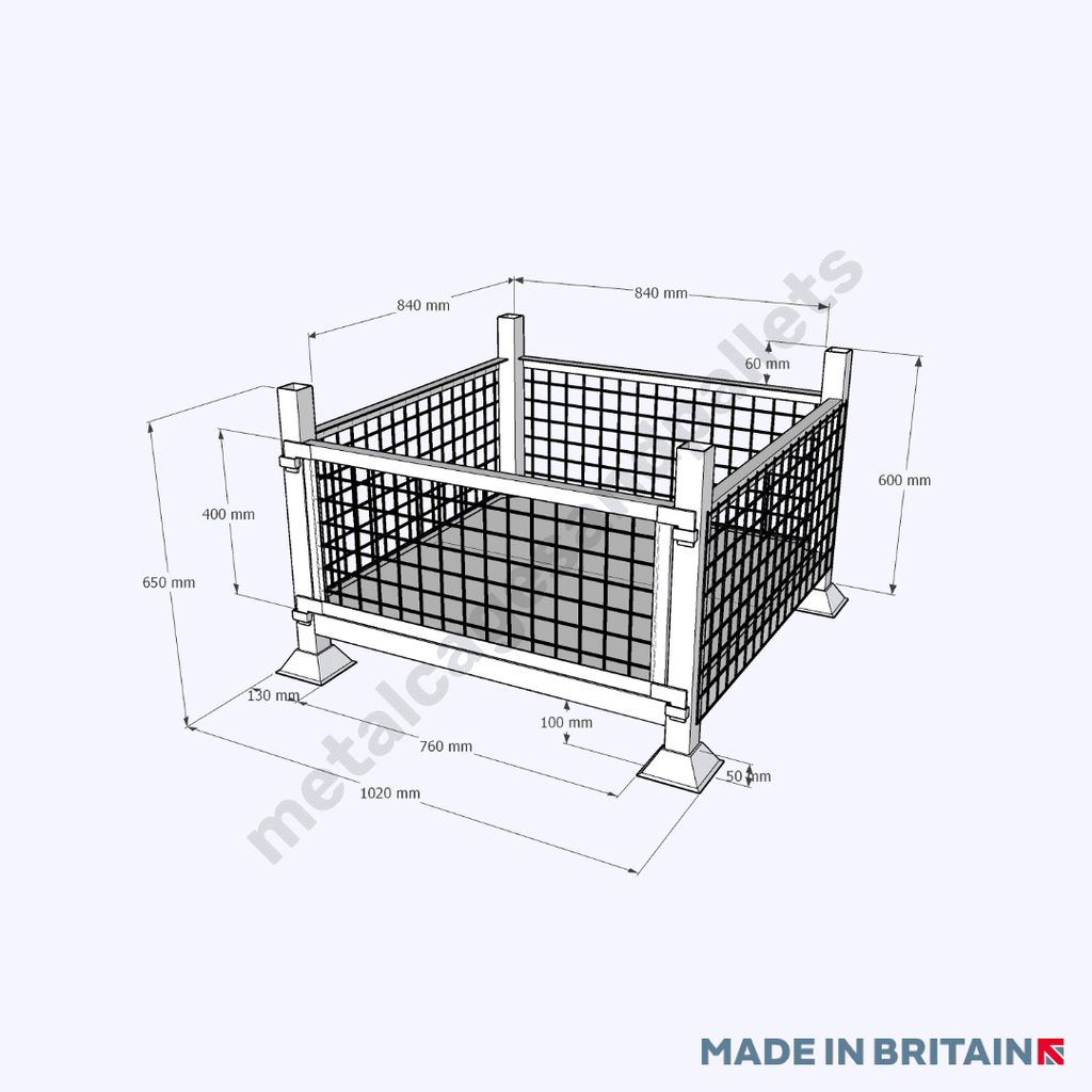 Metal Mesh Half-Drop Fronted Stillage £210. Customise & Buy Now!