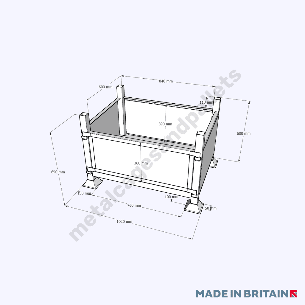 Metal Stillage, Solid Sides & Detachable Front - Customise From £245