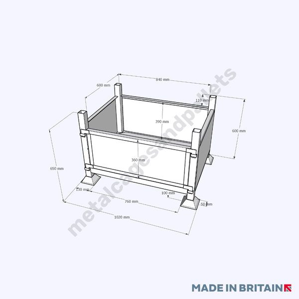 Metal Stillage, Solid Sides & Detachable Front - Customise From £245