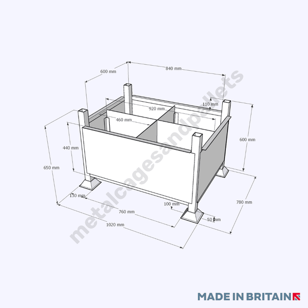 Metal Stillage with Solid Sides and Removable Internal Partitions £245