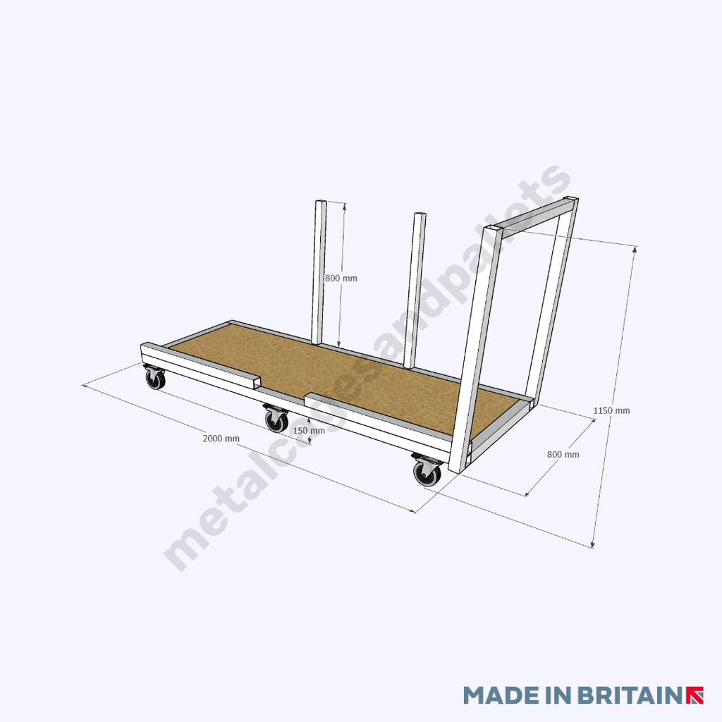Heavy Duty 2/3Mtr Sheet Materials Handling Trolley for Panels & Boards