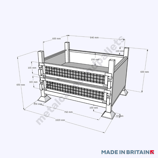 Metal Stillage with Solid Sides and Double Drop Fronted Doors £315