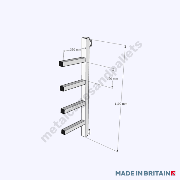 Wall Mounted Cantilever Rack - Fully Welded Construction 500KG SWL.