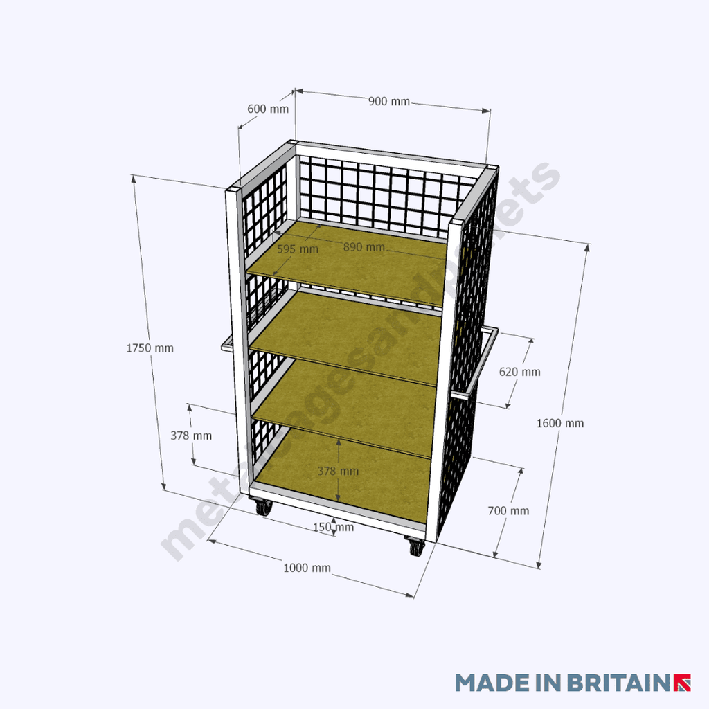 Heavy Duty Shelf Stock Trolley Stillage With Mesh Sides. From £595