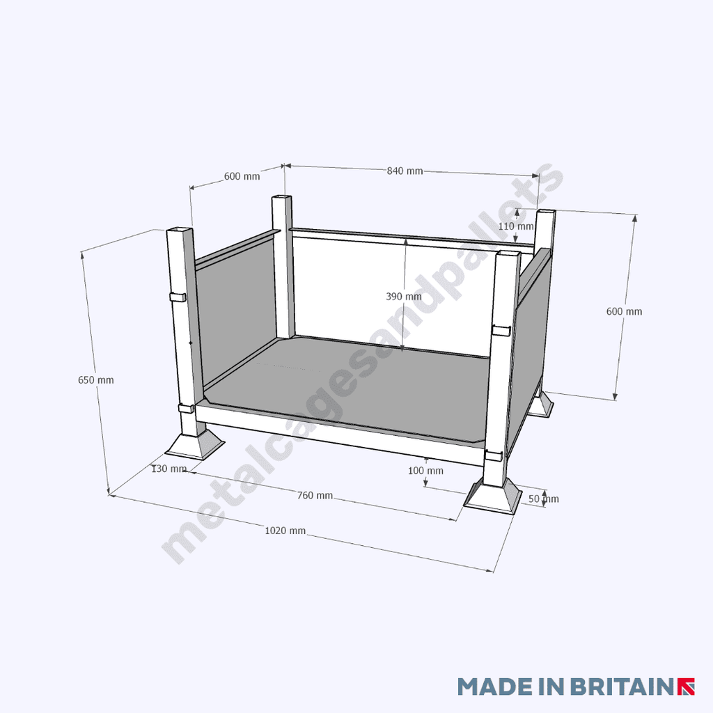 Metal Stillage, Solid Sides & Detachable Front - Customise From £245
