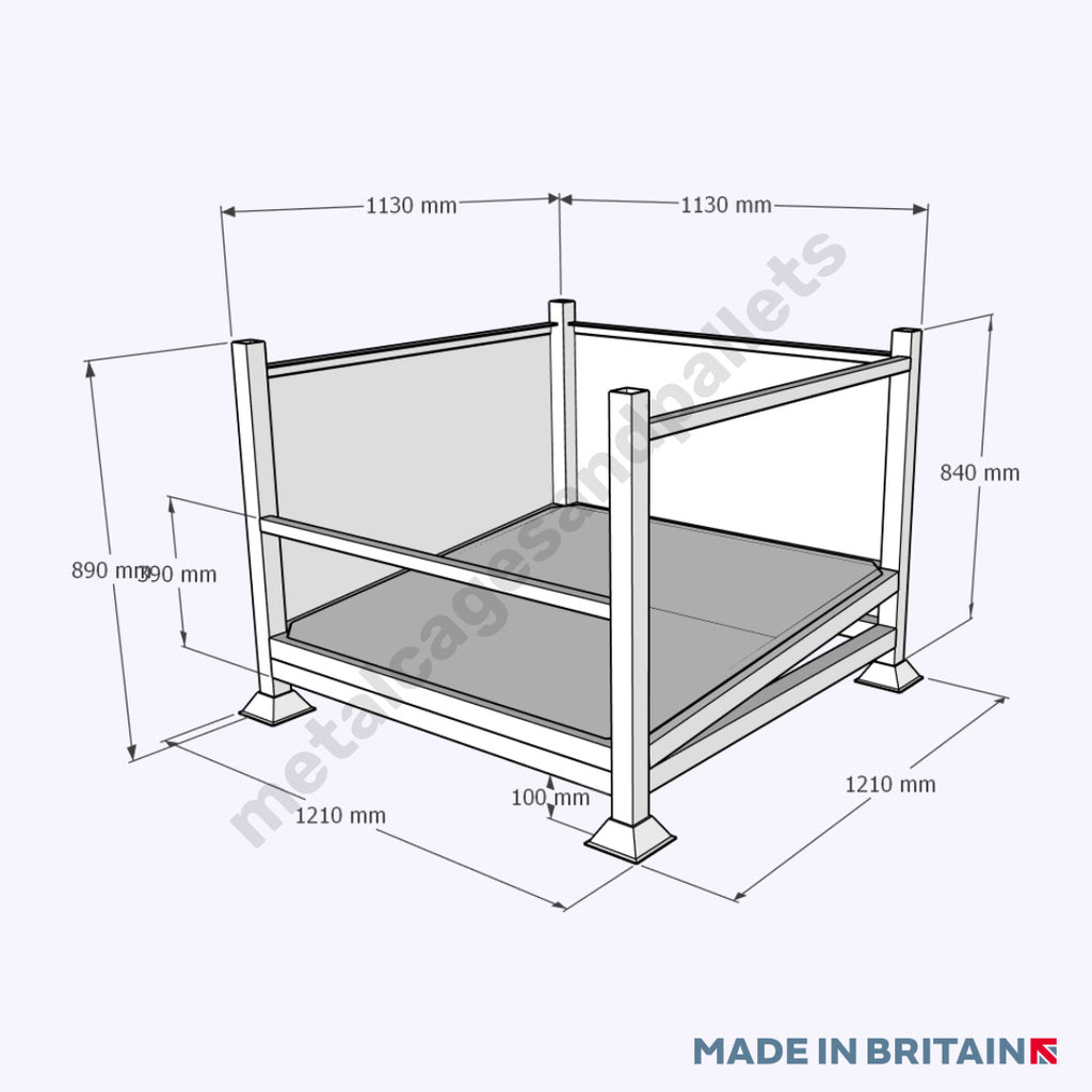 Half Front Stillage Bin With Solid Sides & Angled Base