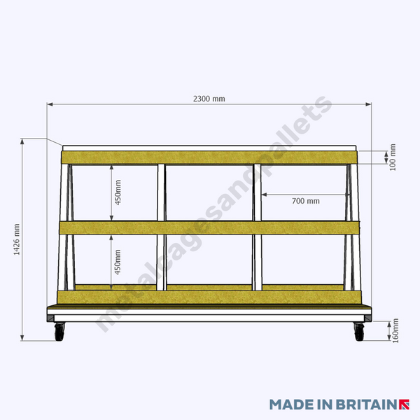 Large A Frame Glass Stillage Trolley (Short Profile). £699+VAT – Metal ...