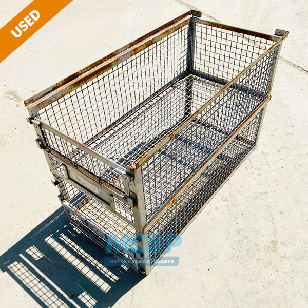 Galvanised Metal Half Drop Front Mesh Stillage - £12+vat USED