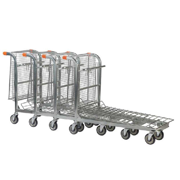 Nestable Stock Trolley With Folding Basket + 500KG Load Capacity