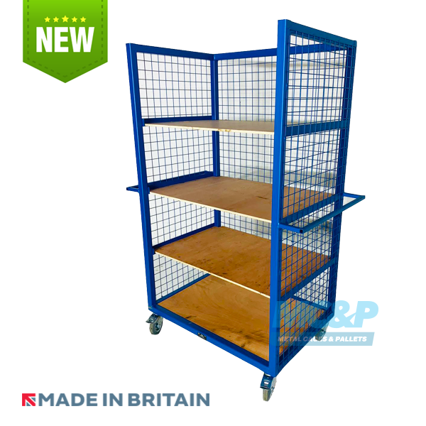 Heavy Duty Shelf Stock Trolley Stillage With Mesh Sides. From £595