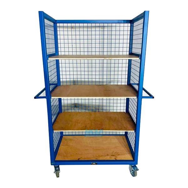 Heavy Duty Shelf Stock Trolley Stillage With Mesh Sides. From £595
